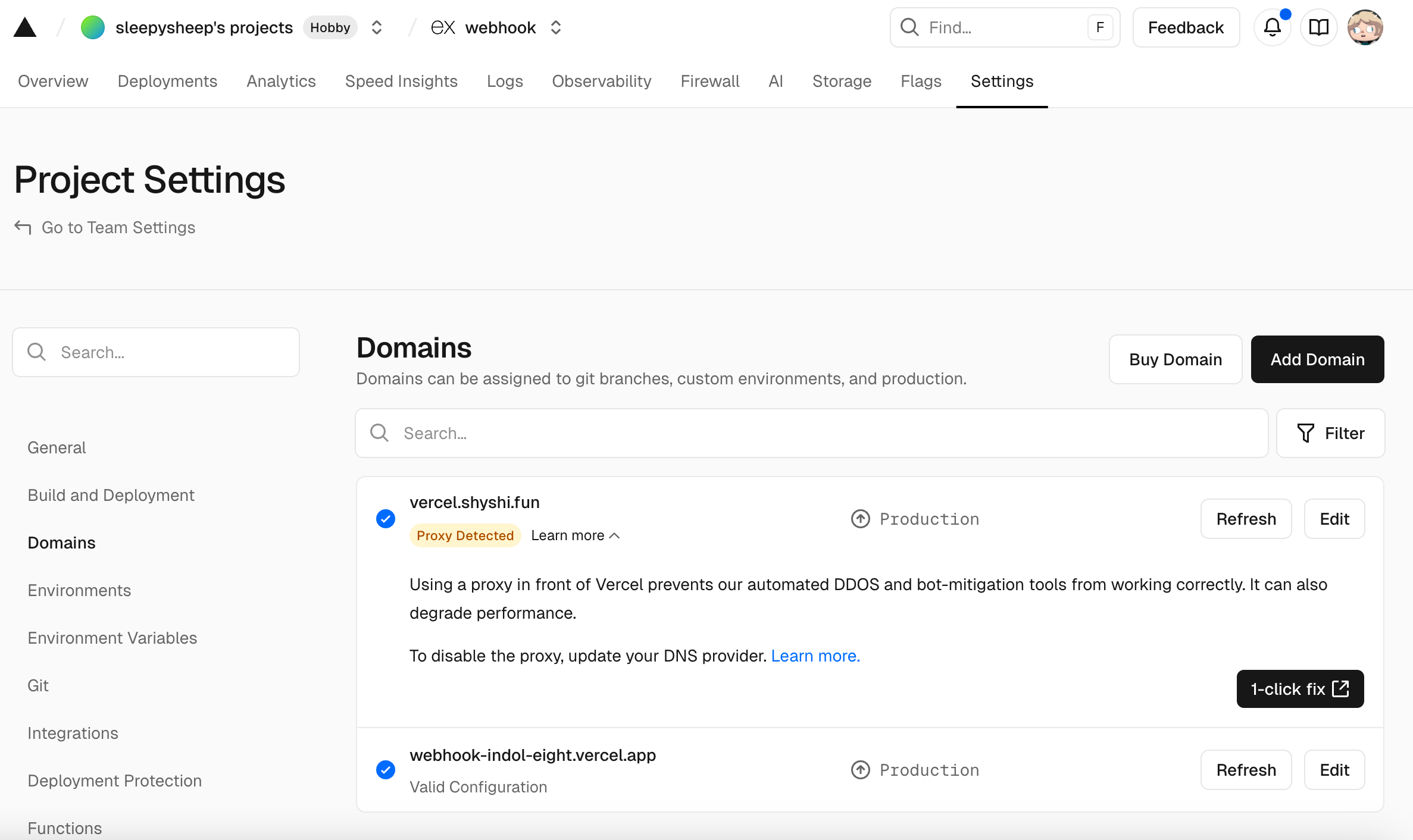 vercel 部署 node 服务和解决 vercel 不可访问的问题 | shy的学习笔记